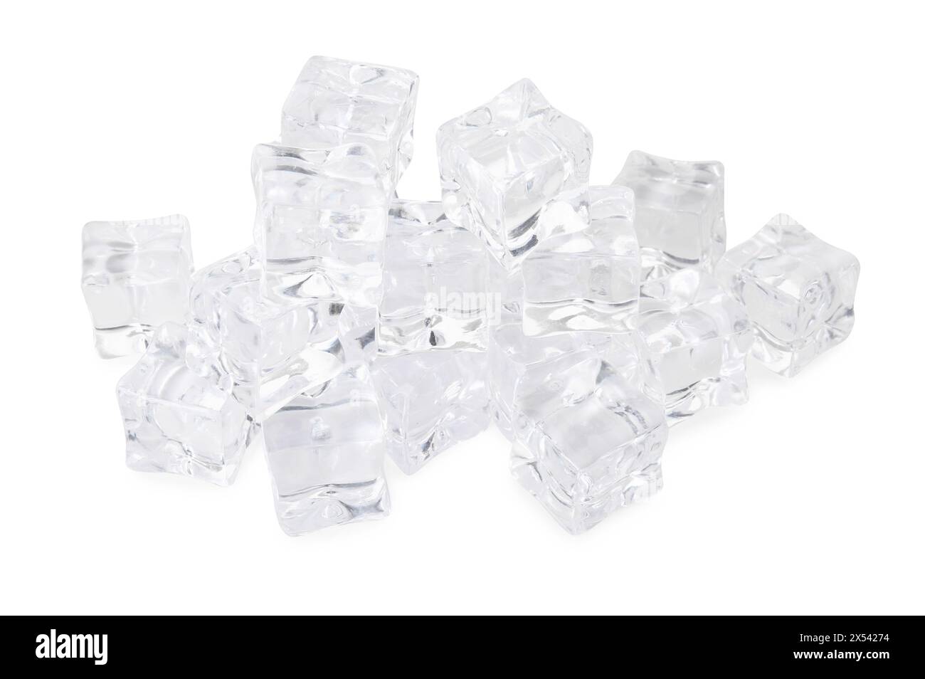 Many crystal clear ice cubes isolated on white Stock Photo - Alamy