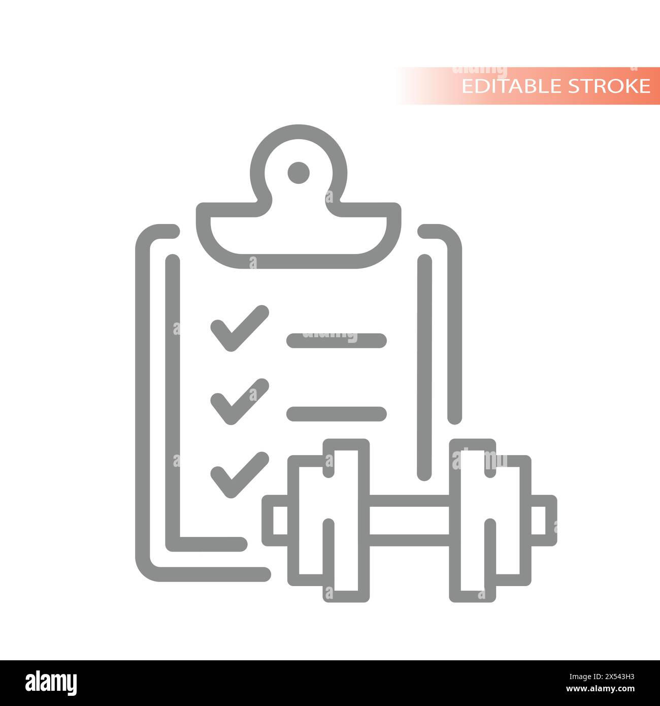 Training schedule line vector icon. Weight loss plan or diary with ...