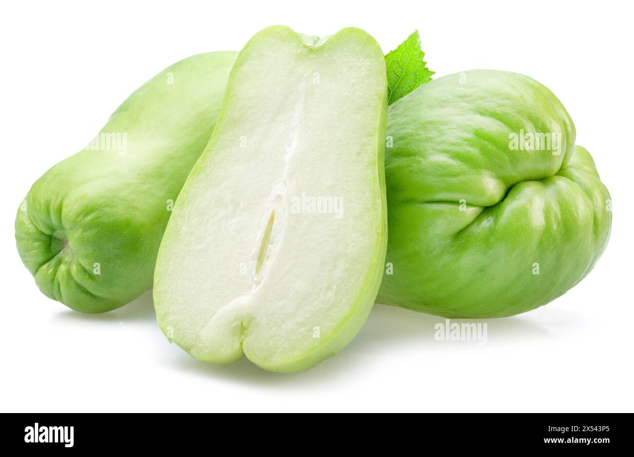 Chayote fruits isolated on white background Stock Photo - Alamy