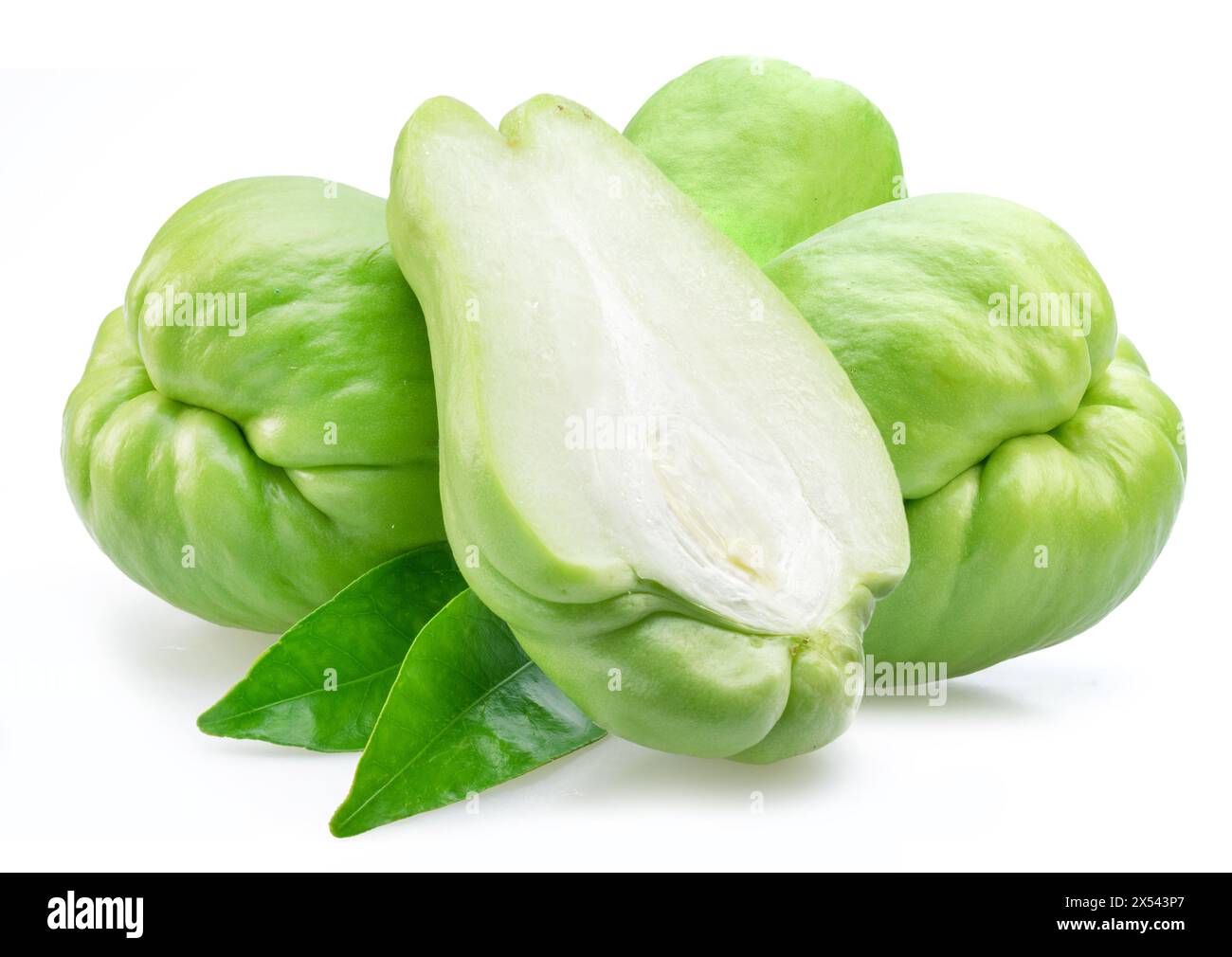 Chayote fruits isolated on white background Stock Photo - Alamy