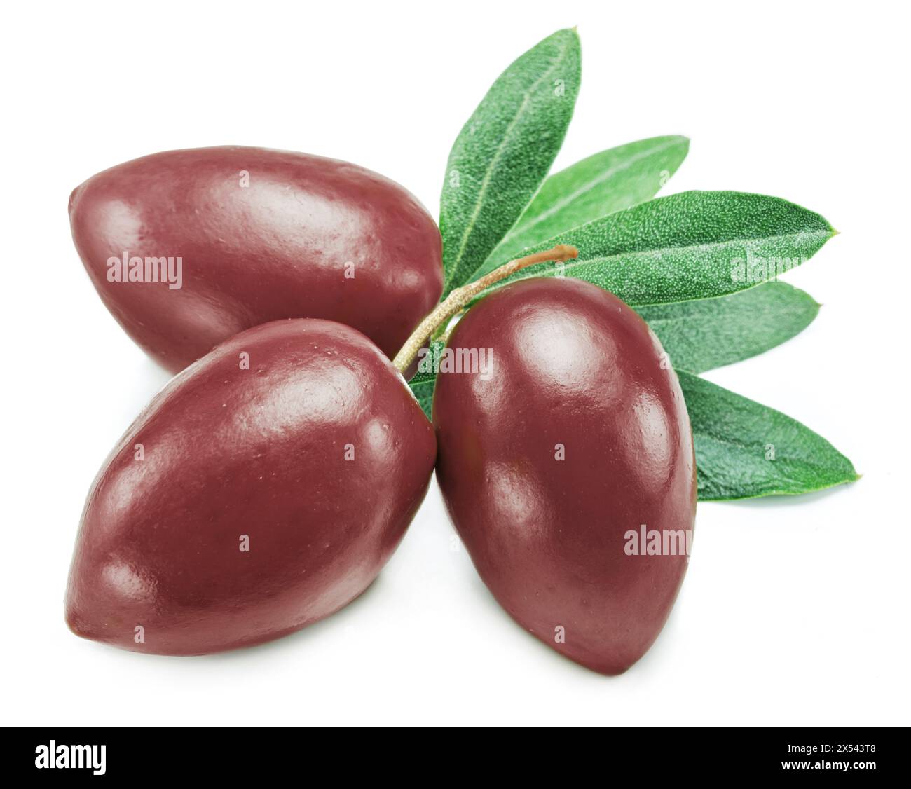 Kalamata olives olive leaves isolated on white background Stock Photo ...