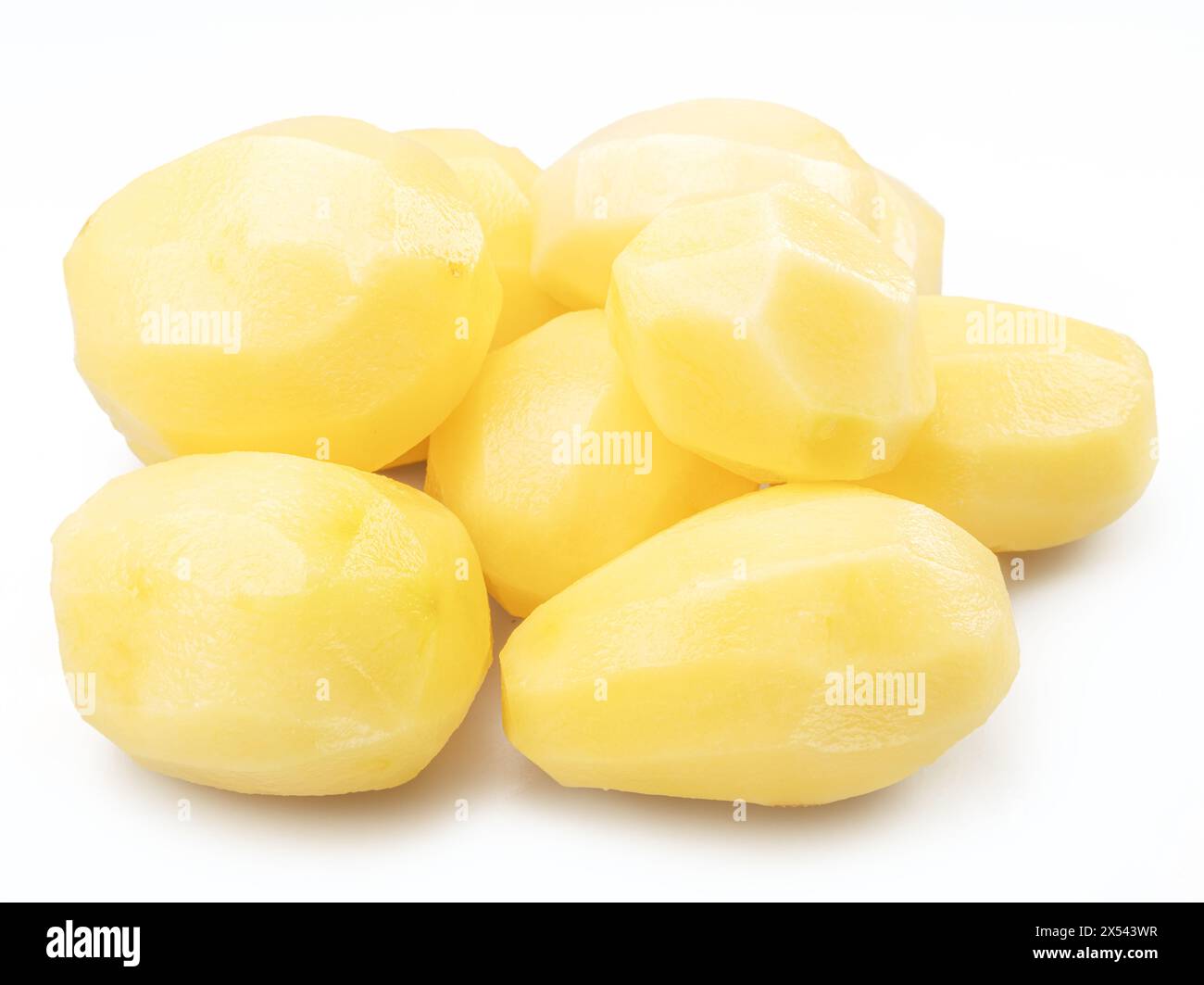 Raw peeled potatoes isolated on white background Stock Photo - Alamy