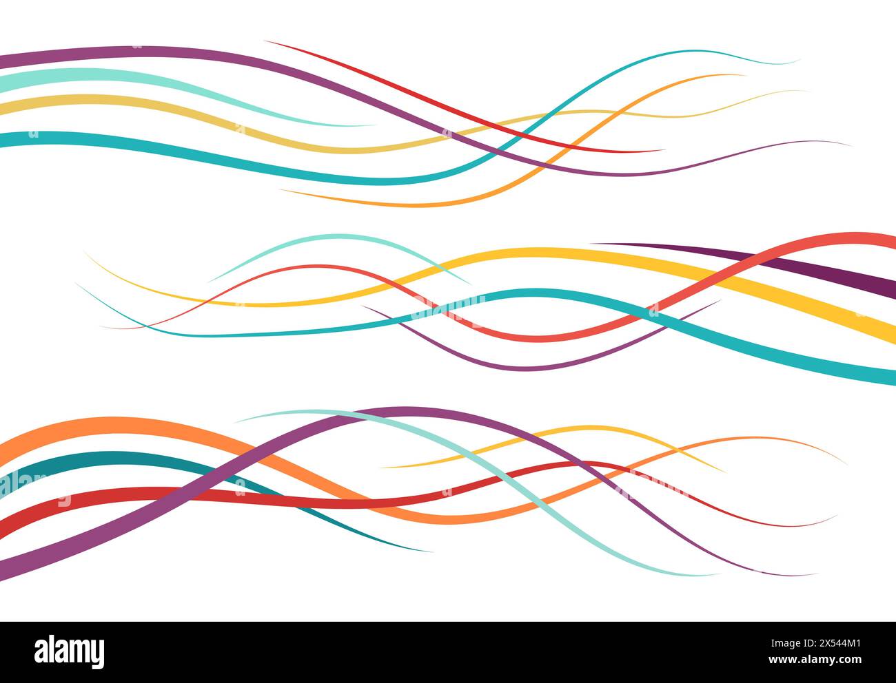 Set of abstract color curved lines. Wave design element. Vector illustration Stock Vector Image ...