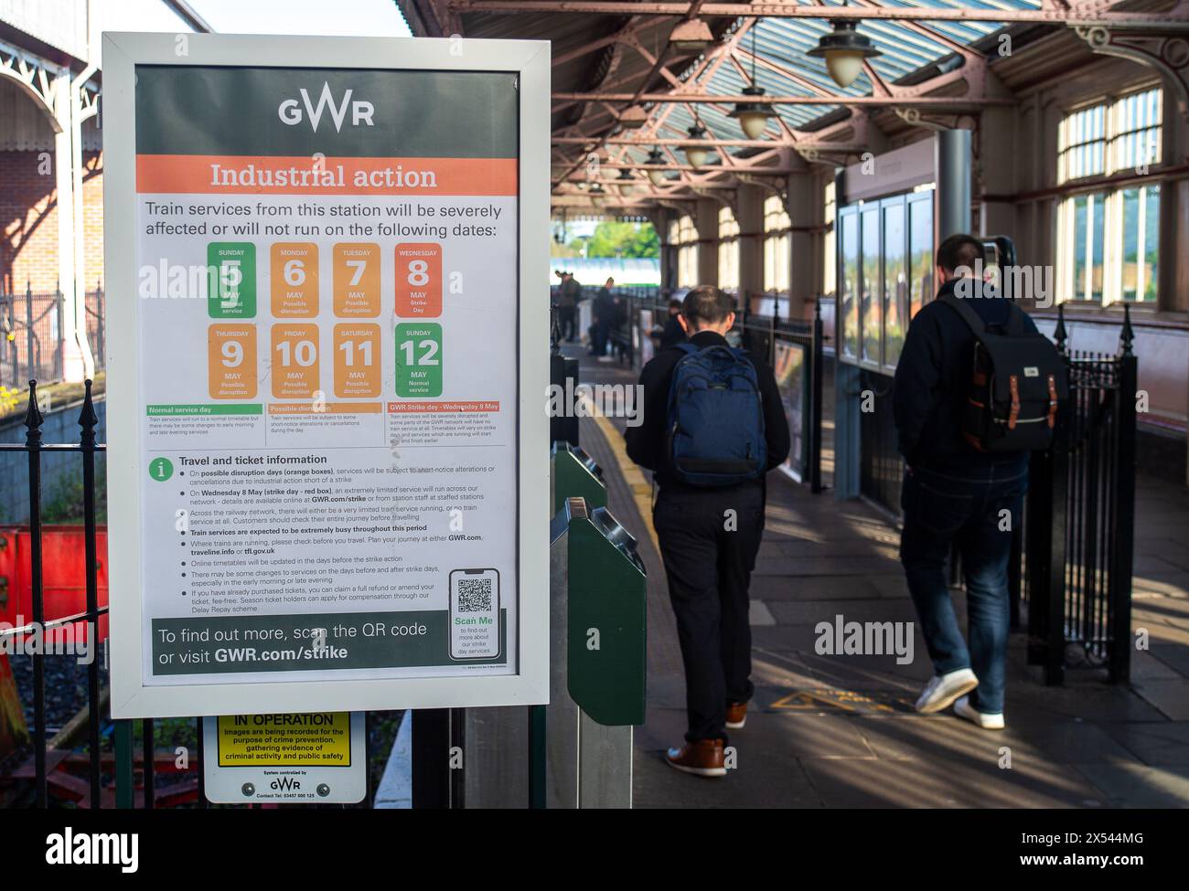 Windsor, UK. 7th May, 2024. A GWR customer notice at Windsor Central ...