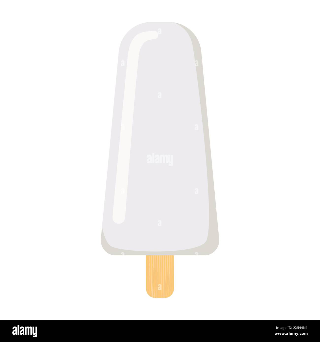 Vector illustration of ice cream. Cream ice cream on a wooden stick ...