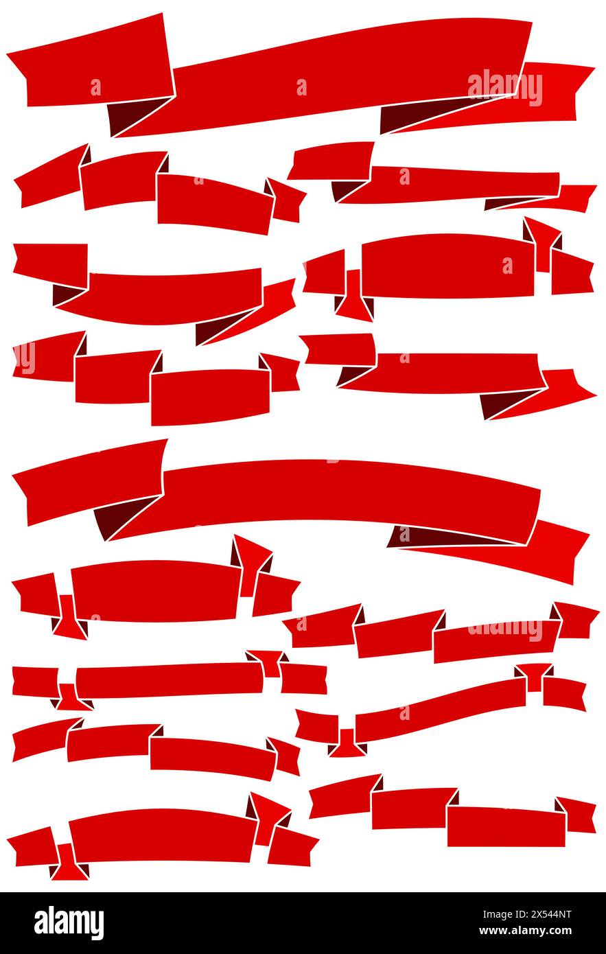 Set of fifteen red cartoon ribbons and banners for web design. Great ...