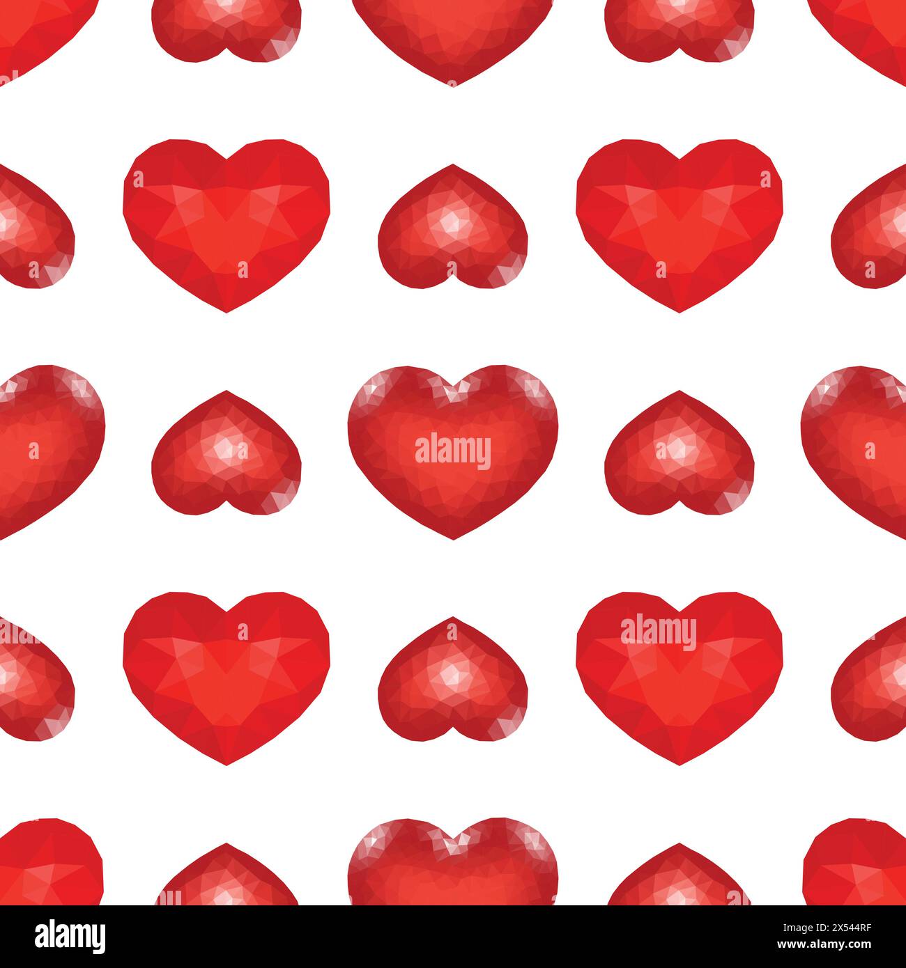 Seamless Pattern with Red Low Poly Heart. Symbol of Love. Vector ...