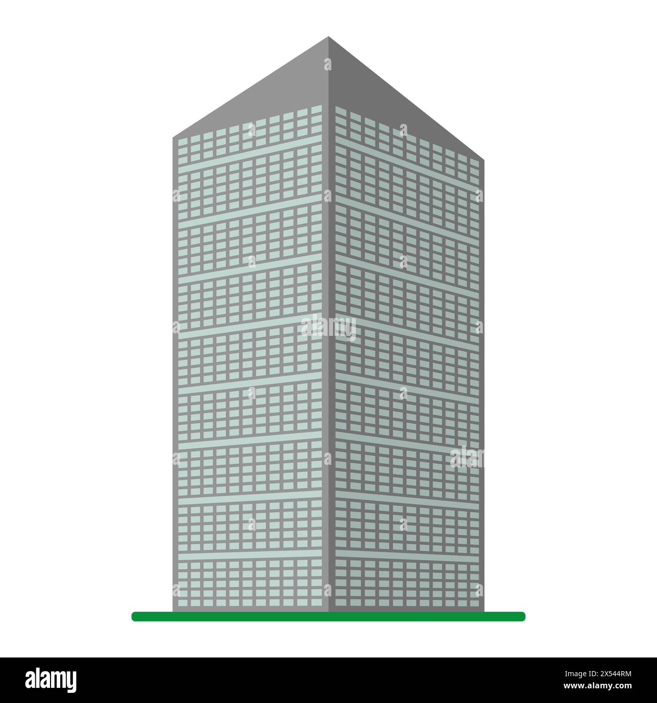 A modern high-rise building on a white background. View of the building ...