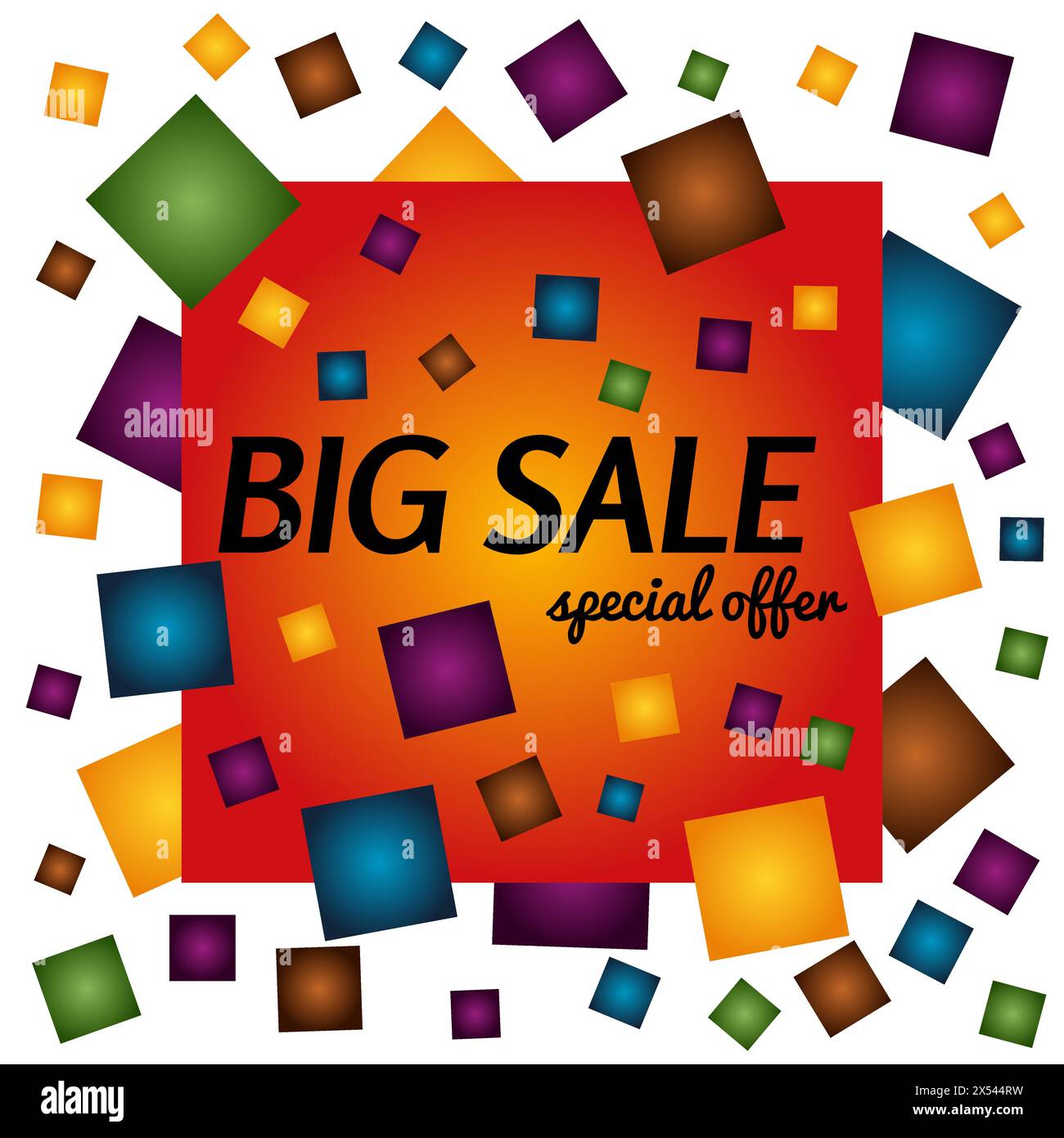 Big sale special offer square banner on white background. Vector background with colorful design ...