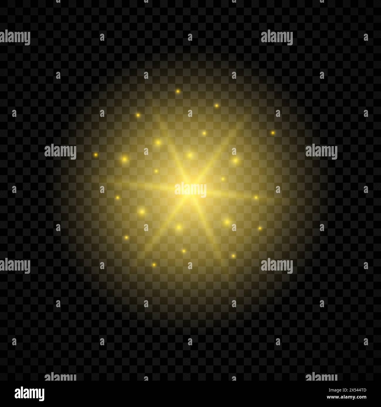 Light effect of lens flares. Yellow glowing lights starburst effects ...