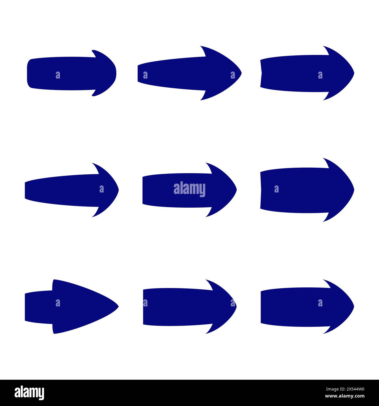 Set of nine blue various arrows. Vector illustration Stock Vector Image ...