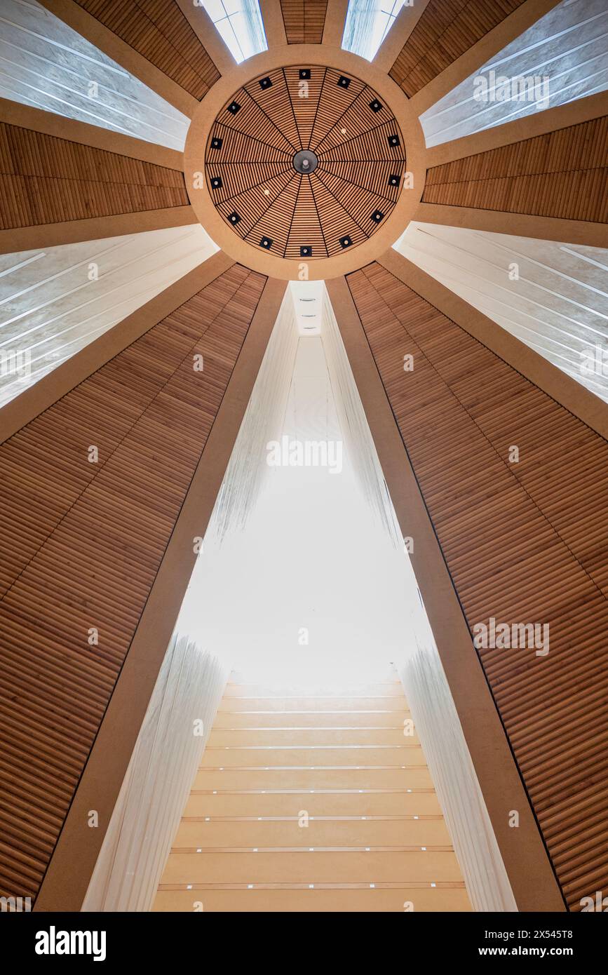 Graphic elements of church interior. Lines and light create geometric ...