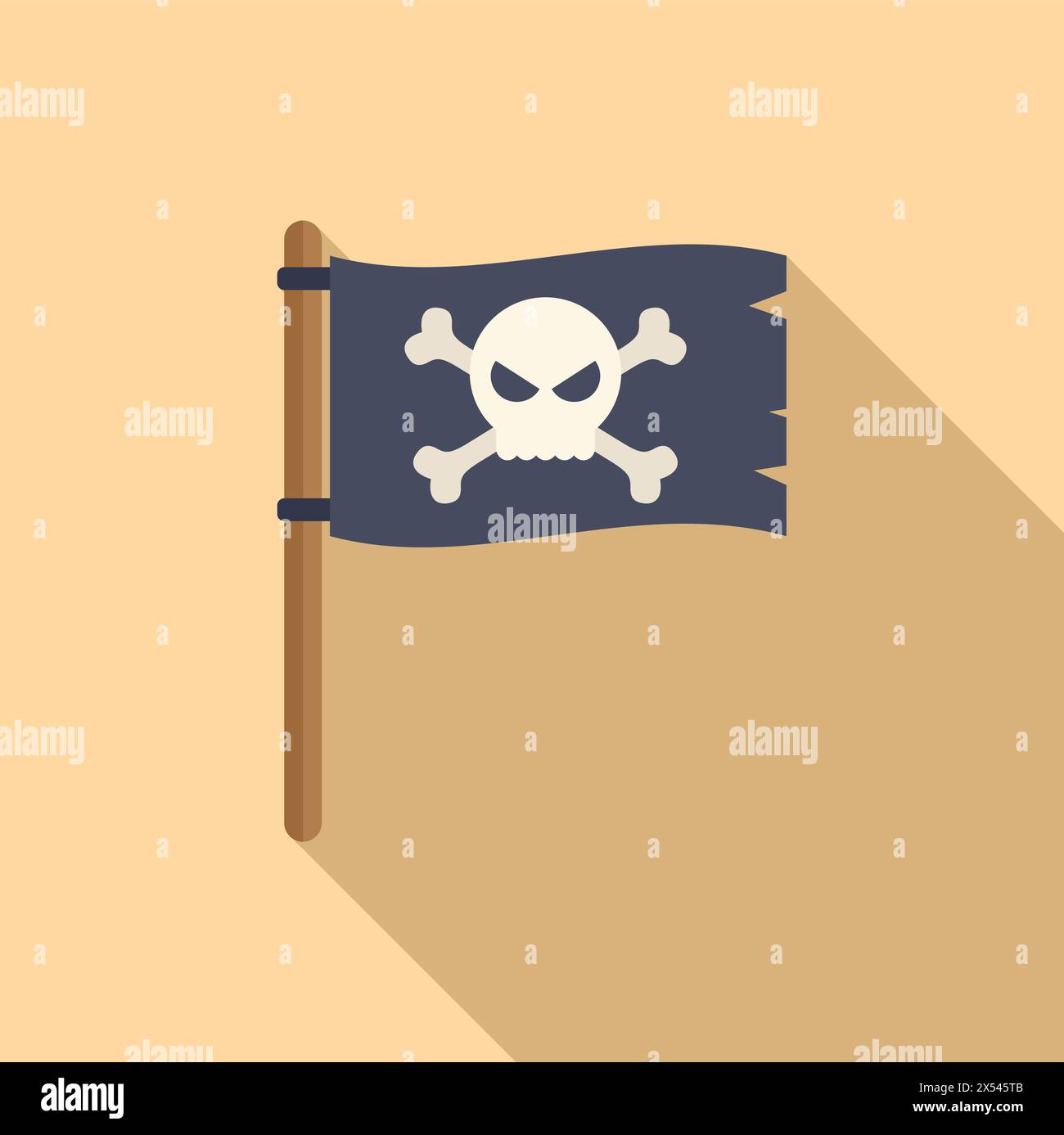 Pirate flag copyright law icon flat vector. Online protection. Danger ...