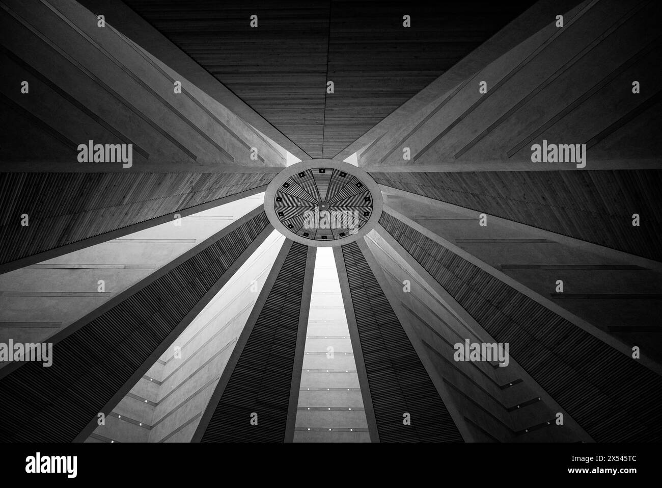 Black and white. Graphic elements of church interior. Lines and light ...