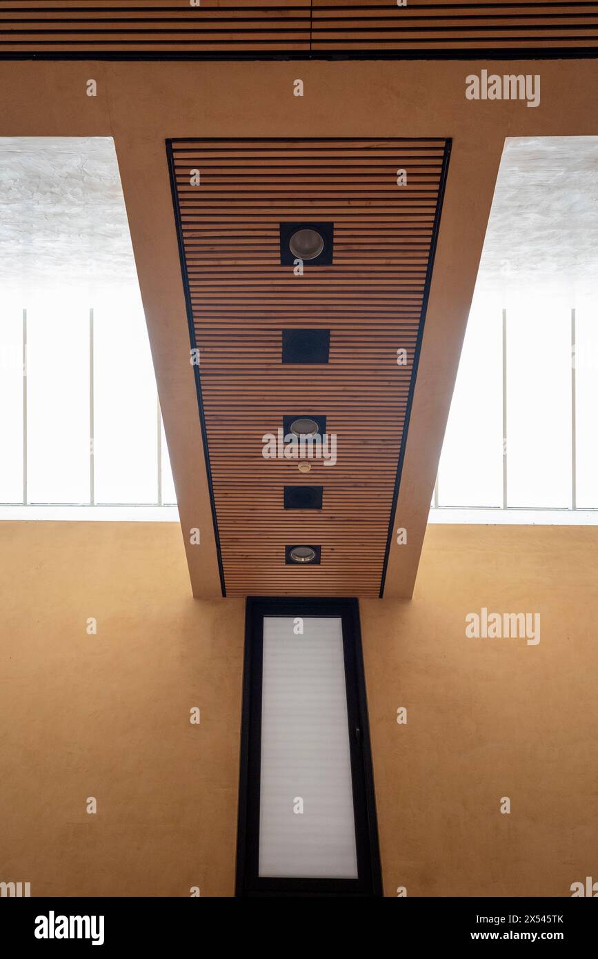 Graphic elements of church interior. Lines and light create geometric ...