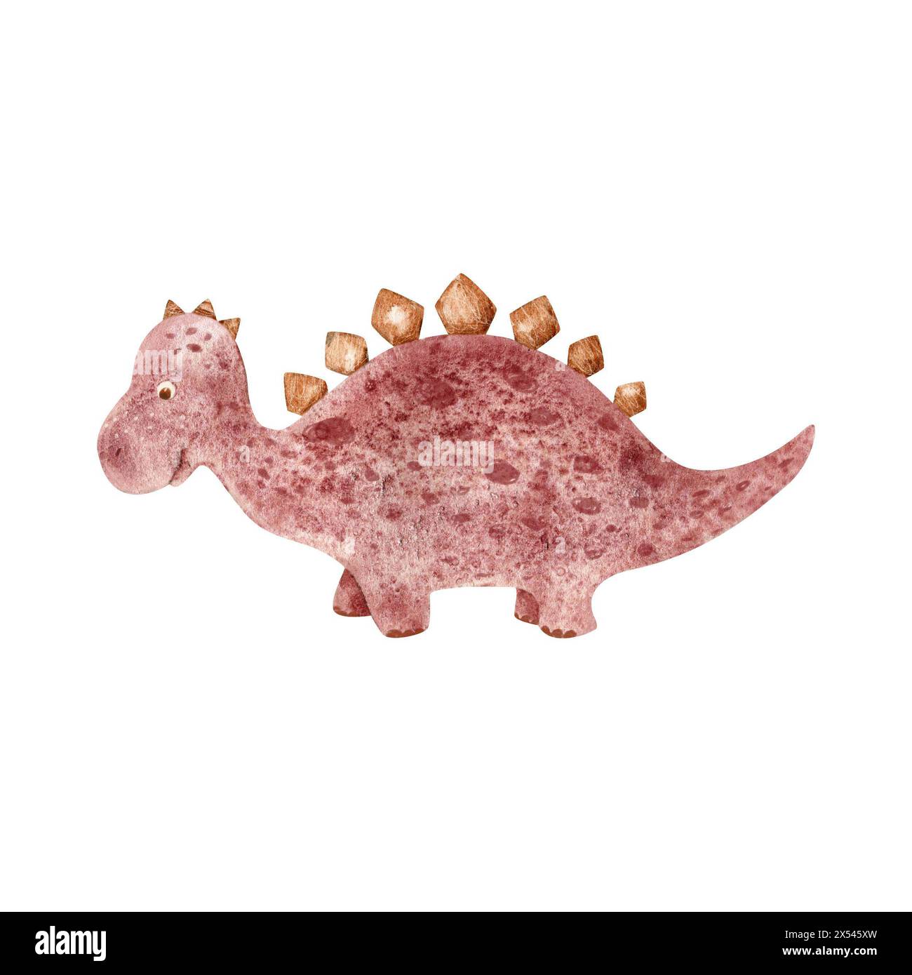 Cute watercolor pink baby dinosaur for stickers and children's rooms ...