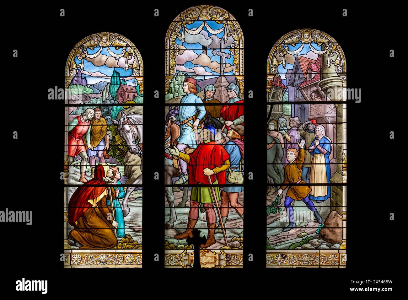 Stained glass windows made in 1922 representing a historical story of ...