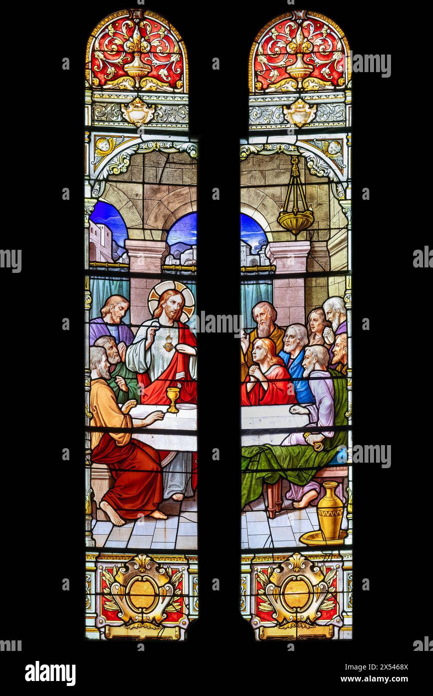 Stained glass windows made in 1922 representing the biblical story of ...