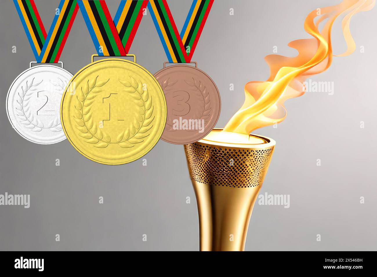 Olympics, lit Olympic torch, symbol of the Olympics Stock Photo - Alamy