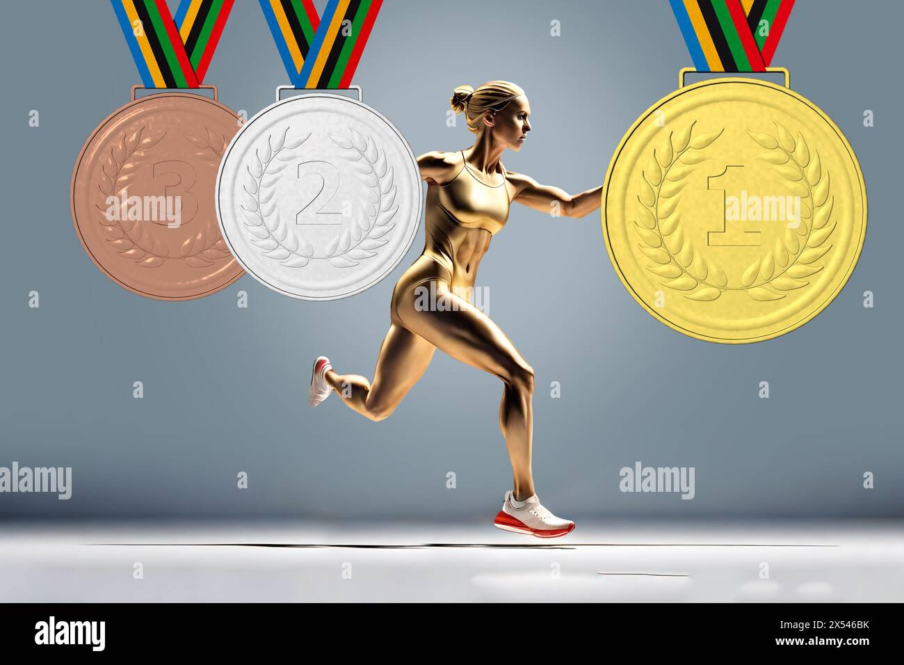 Athlete symbol with the three Olympic medals, gold, silver, bronze ...