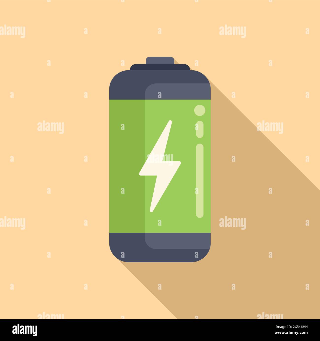 Full energy battery icon flat vector. Load indicator. Time level plus ...
