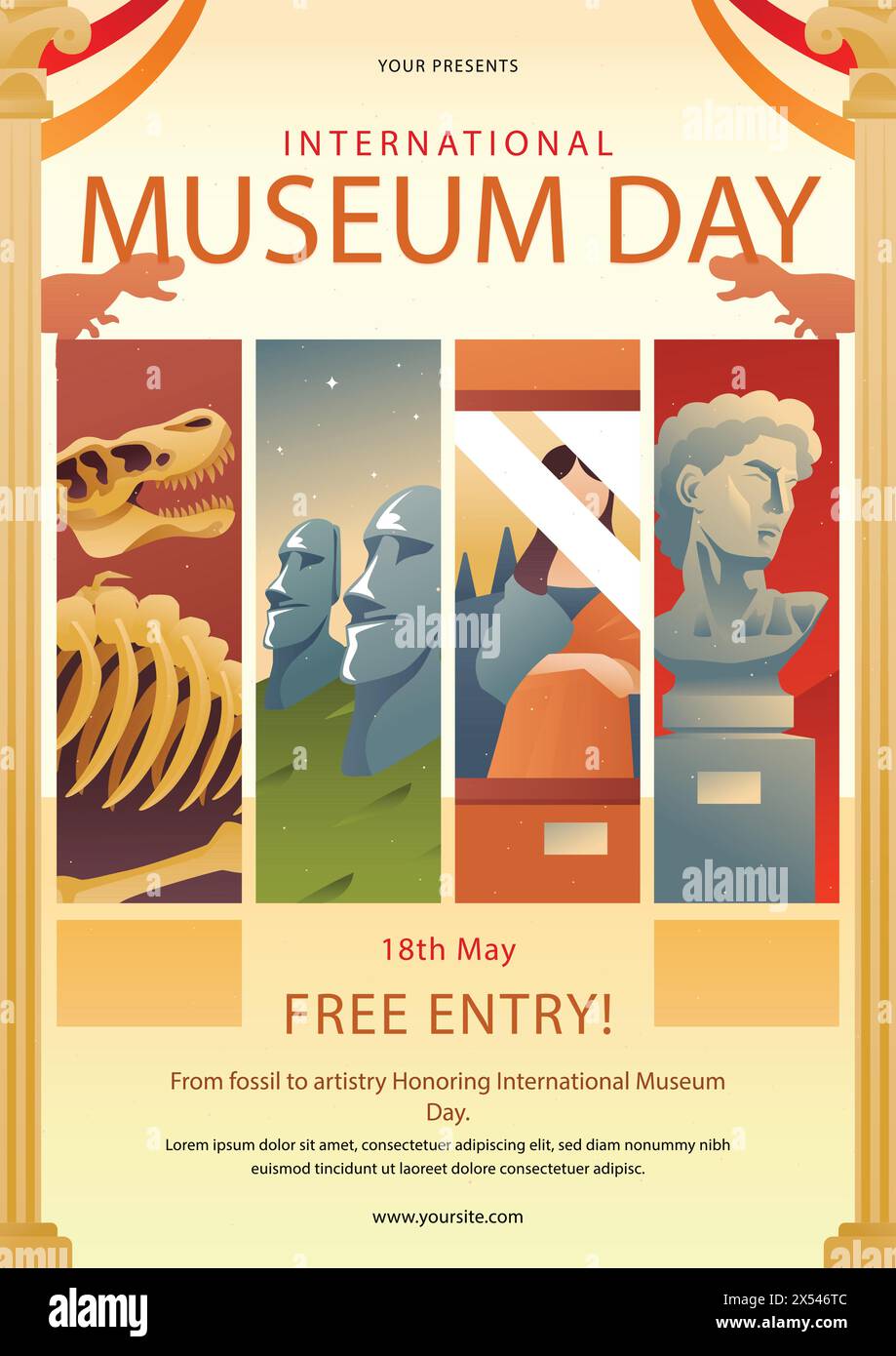 Gradient vertical poster template for international museum day Stock ...