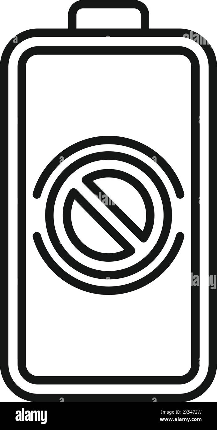 No charging battery icon outline vector. Low power. Empty indicator ...