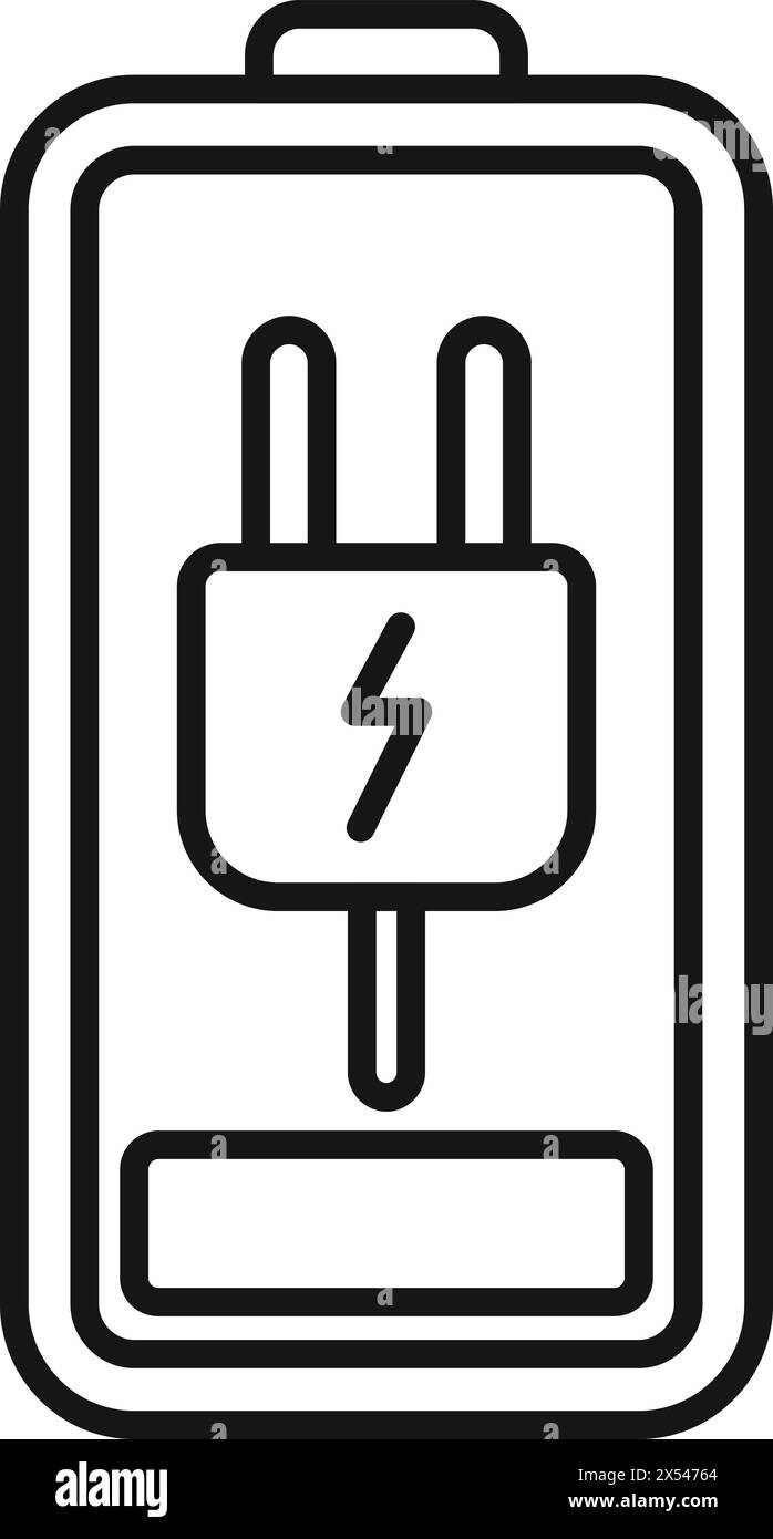 Charging plug battery icon outline vector. Alkaline electric. Bank ...