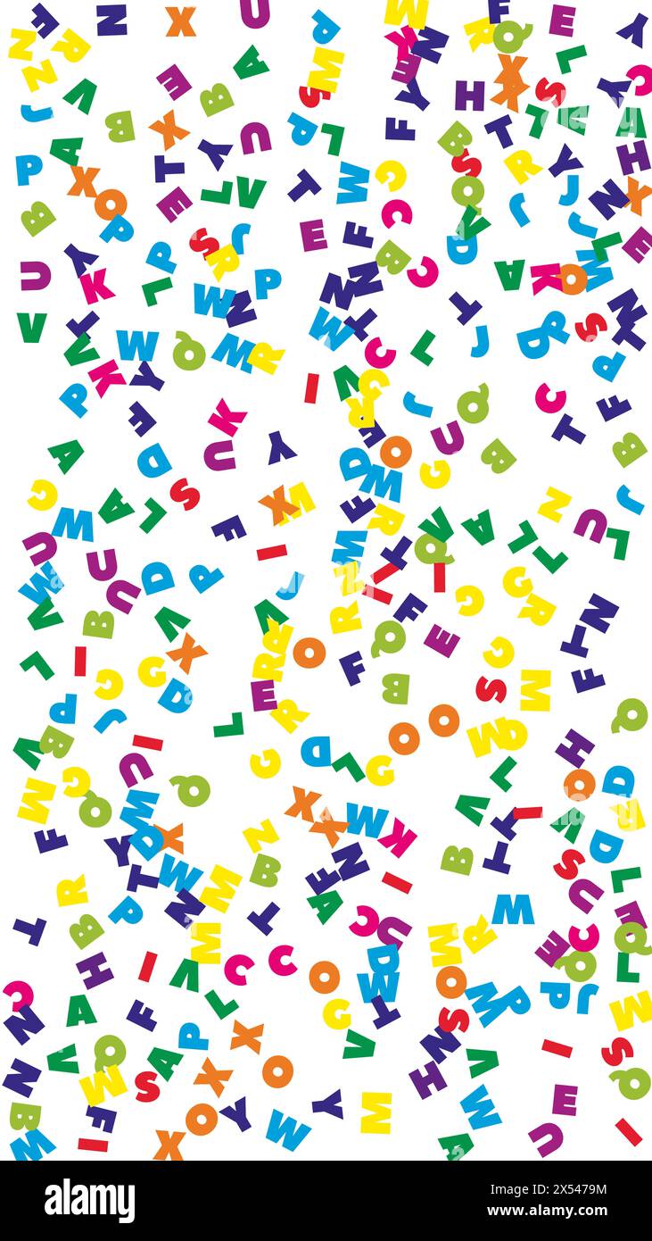 Concept of school background. Colorful childish falling letters of ...