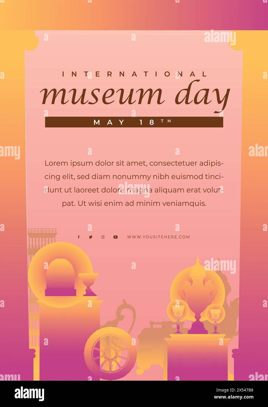 : Flat vertical poster template for international museum day Stock ...