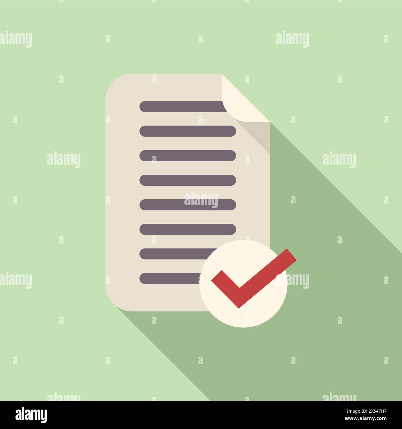 Approved document icon flat vector. Seal paper. Approval page form ...