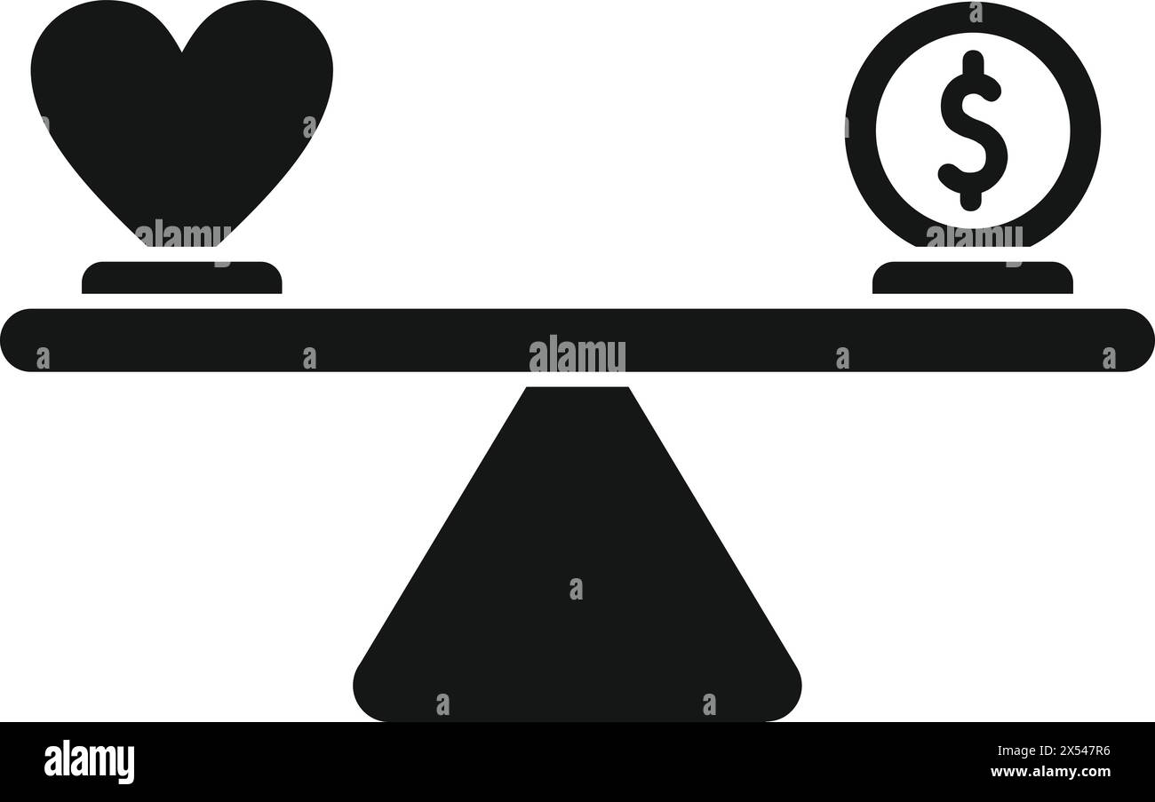Balance of love and money icon simple vector. Compare choice. Concept ...