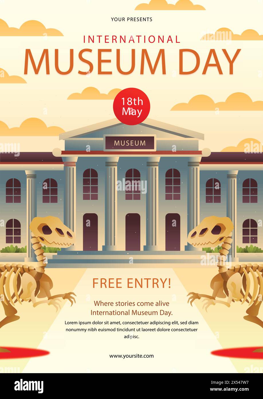 Gradient vertical poster template for international museum day Stock ...
