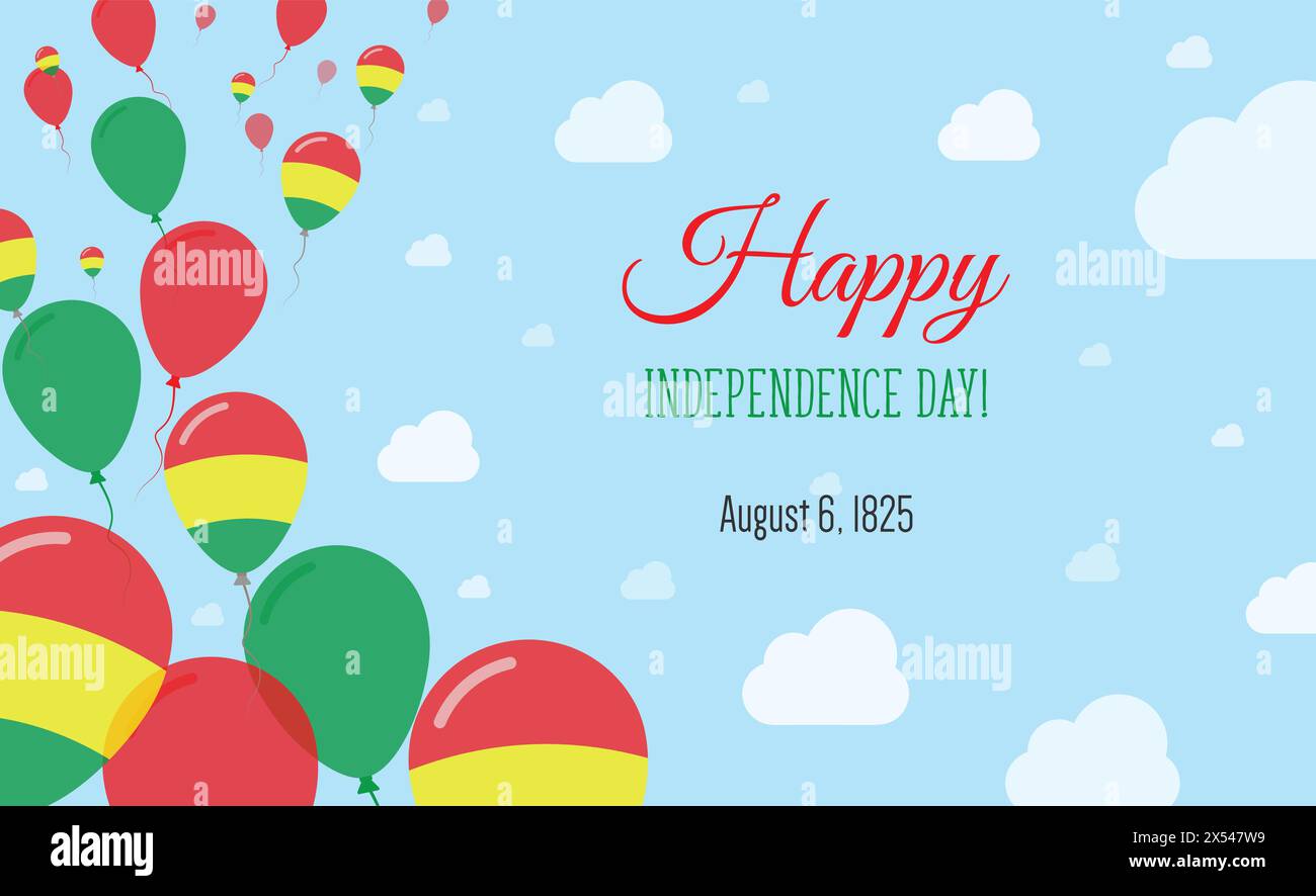 Bolivia Independence Day Sparkling Patriotic Poster. Row of Balloons in ...