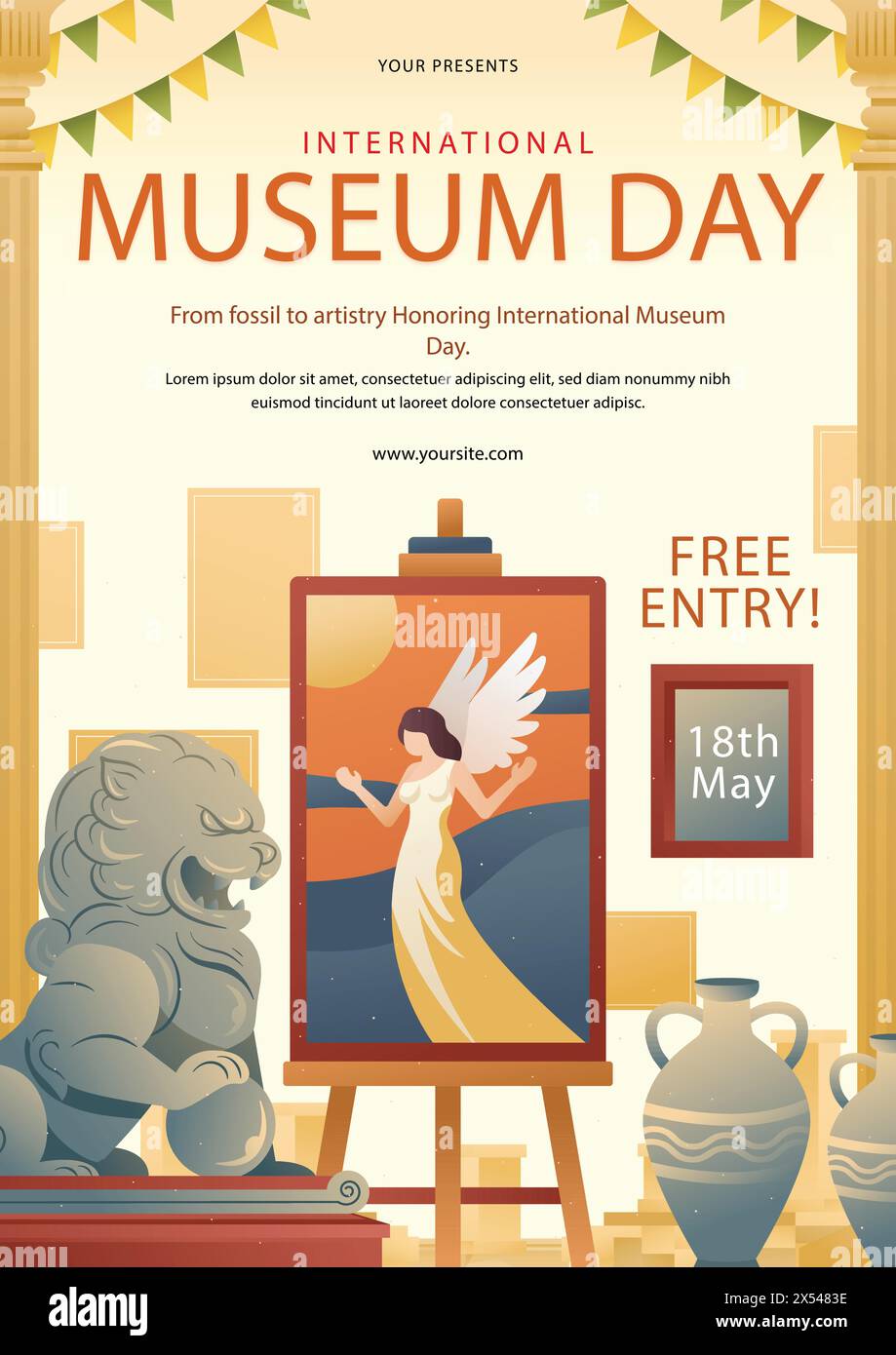 Gradient vertical poster template for international museum day Stock ...