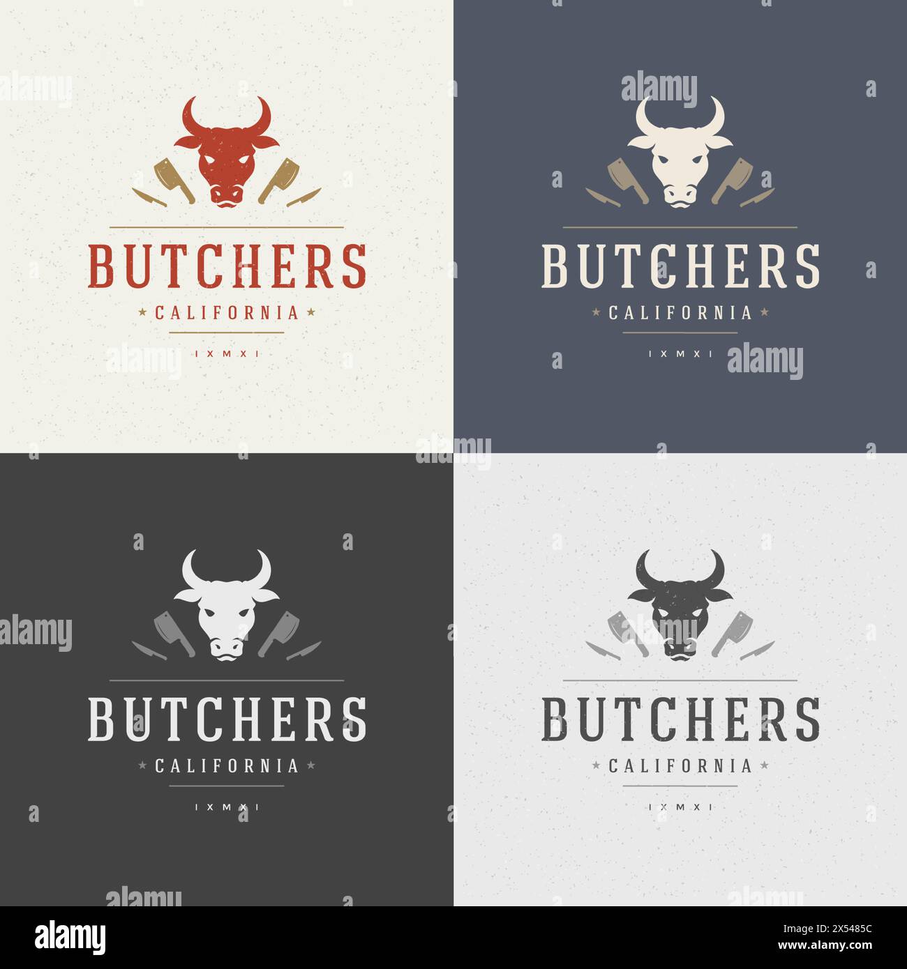 Butcher Shop Design Element in Vintage Style for Logotype, Label, Badge ...