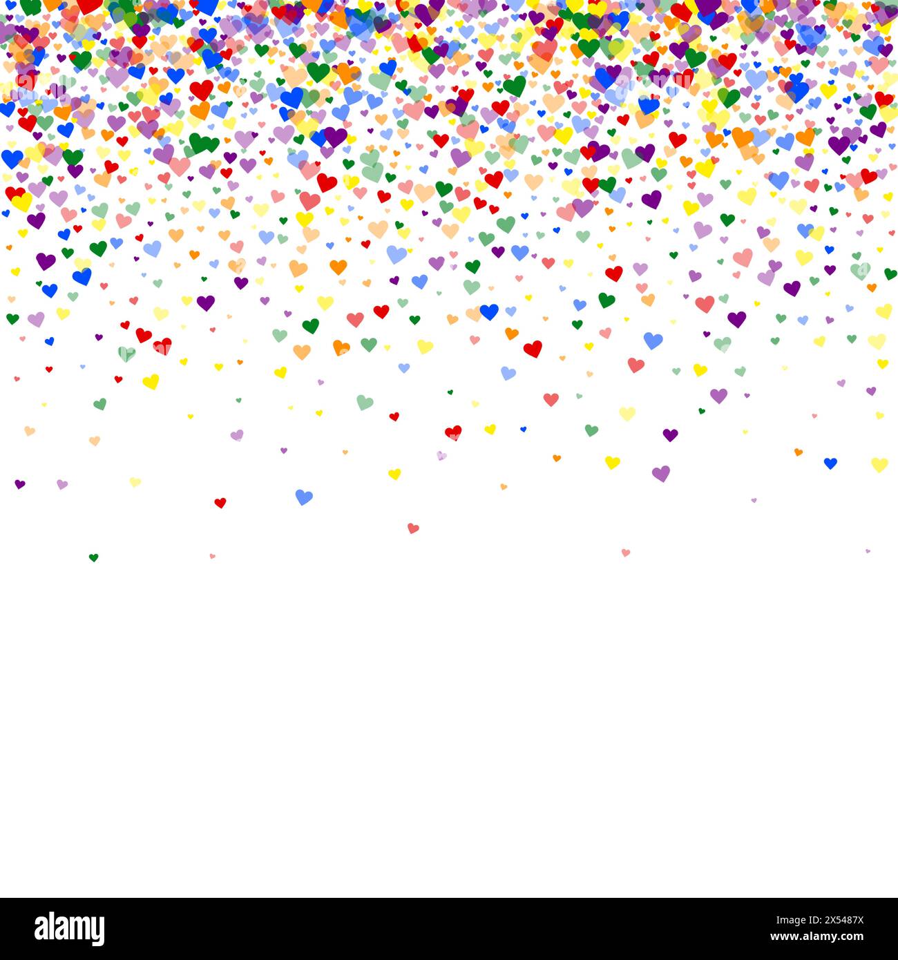 Valentine hearts, flying, falling down, floating. Rainbow colored ...