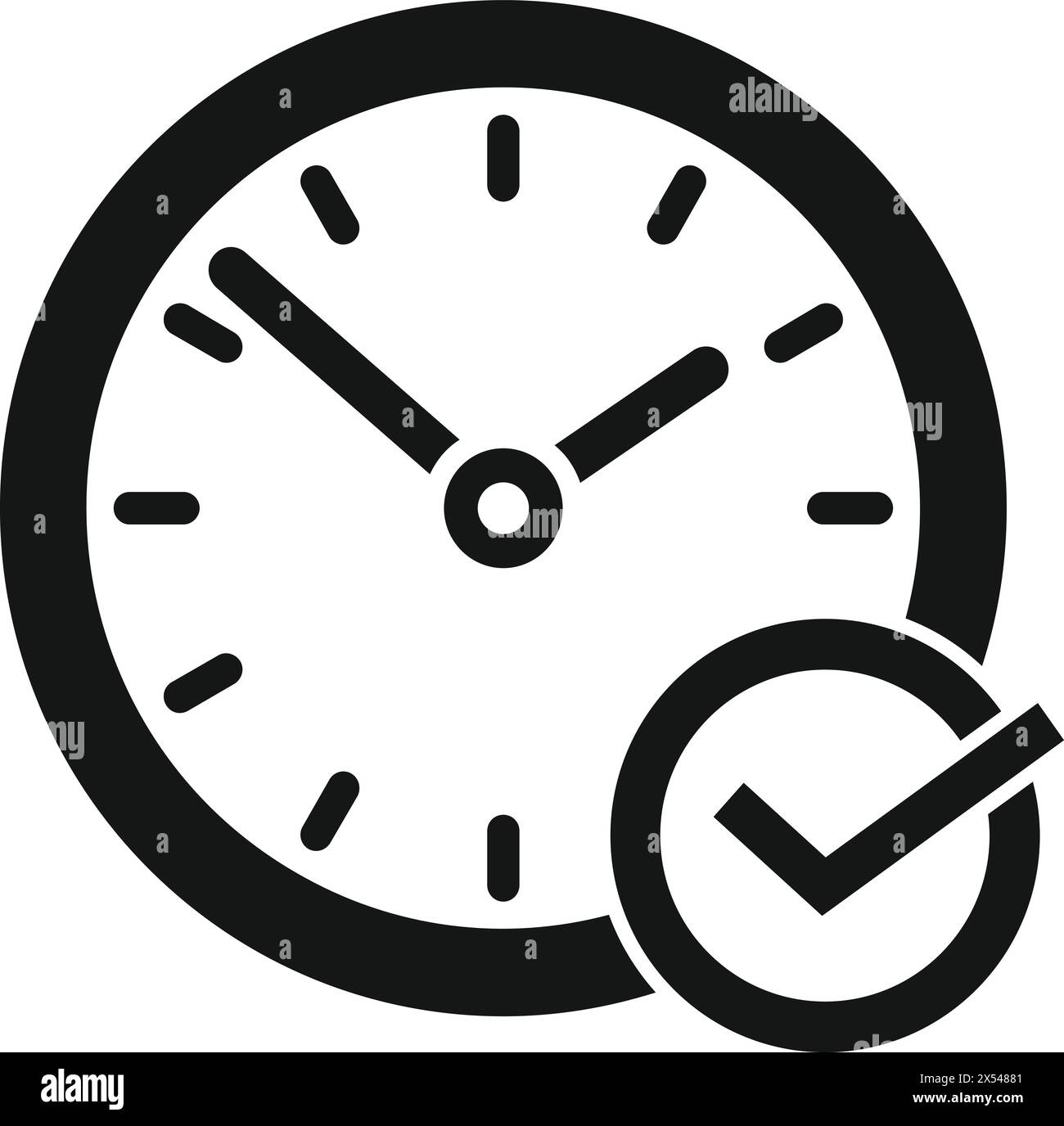 Approved time clock icon simple vector. Success checkmark. Button ...