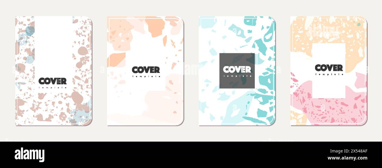 Notepad cover design. Terrazzo abstract background made of natural ...