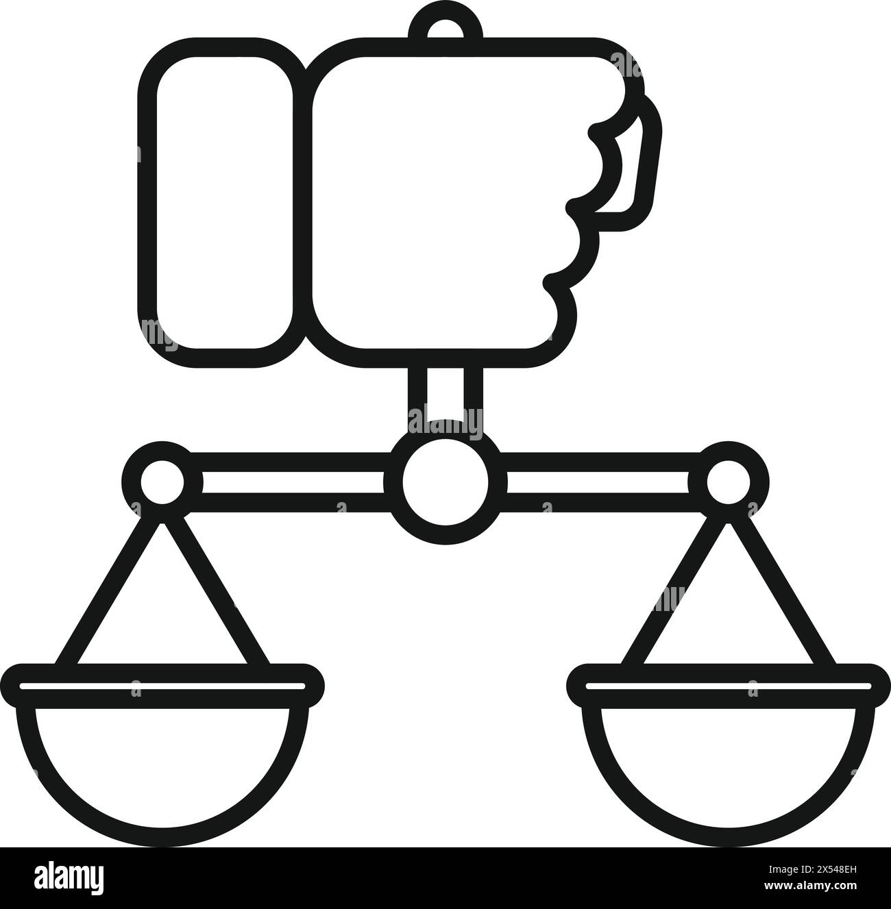 Hand take business balance icon outline vector. Quality control. Scale ...