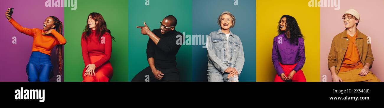 A vibrant collage showcasing diverse individuals enjoying moments of ...