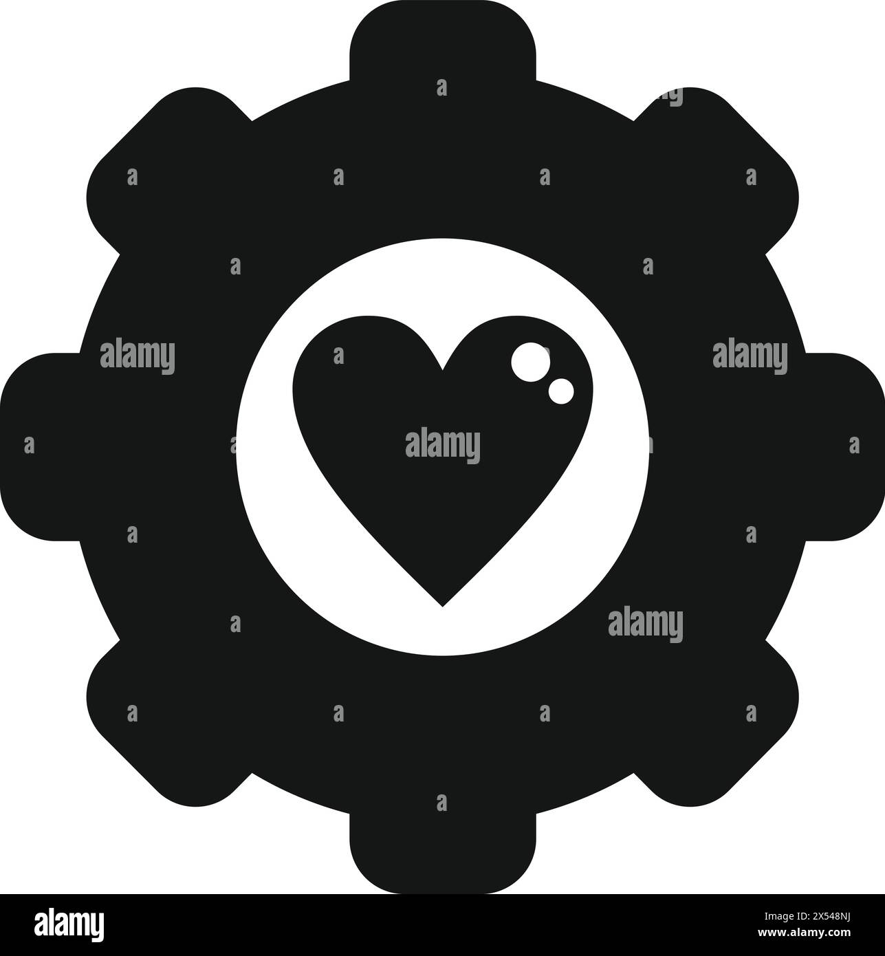 Gear cog love heart icon simple vector. Machine industry. Passion ...