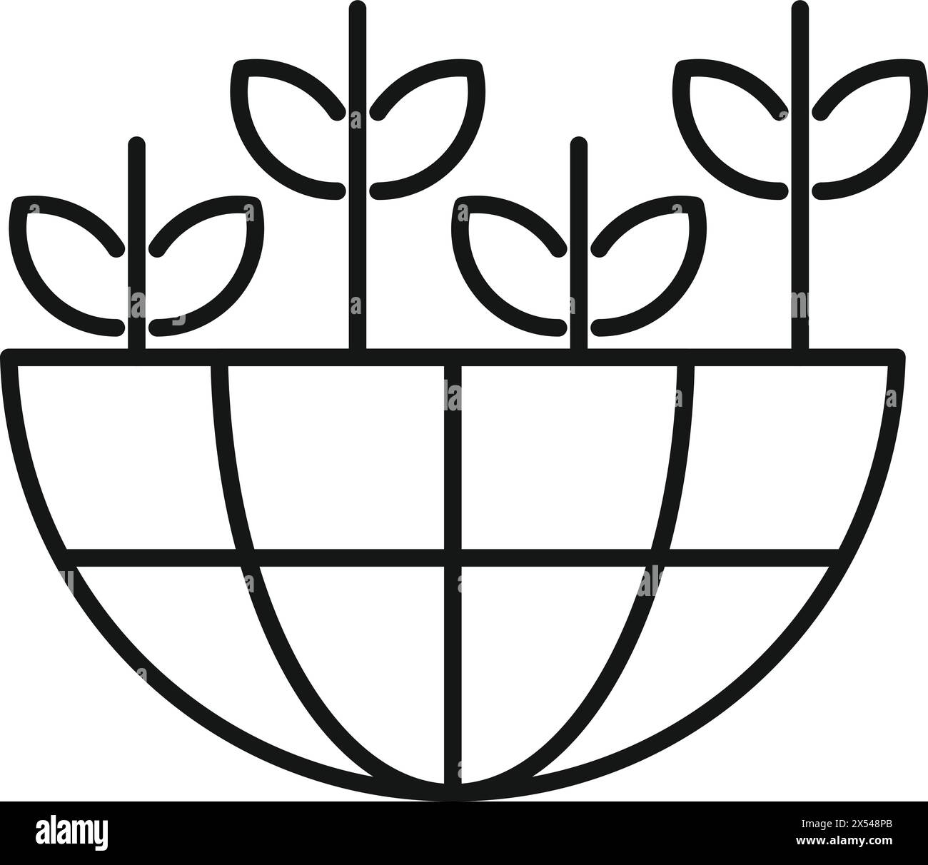 Global plant eco support icon outline vector. Earth ecosystem. Support ...