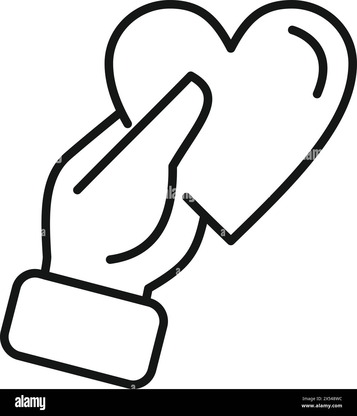 Hand give heart icon outline vector. Help love. Giving support care ...