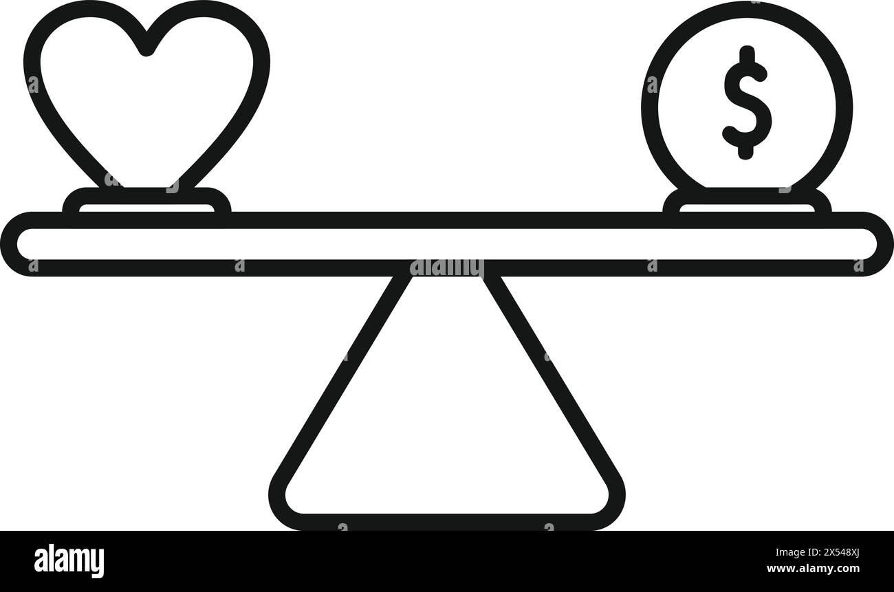 Balance of love and money icon outline vector. Compare choice. Concept ...