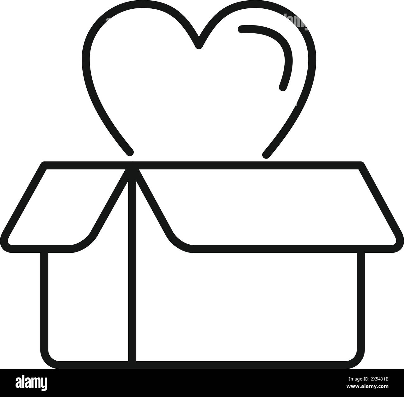 Donation heart box icon outline vector. Charity support. Social love ...