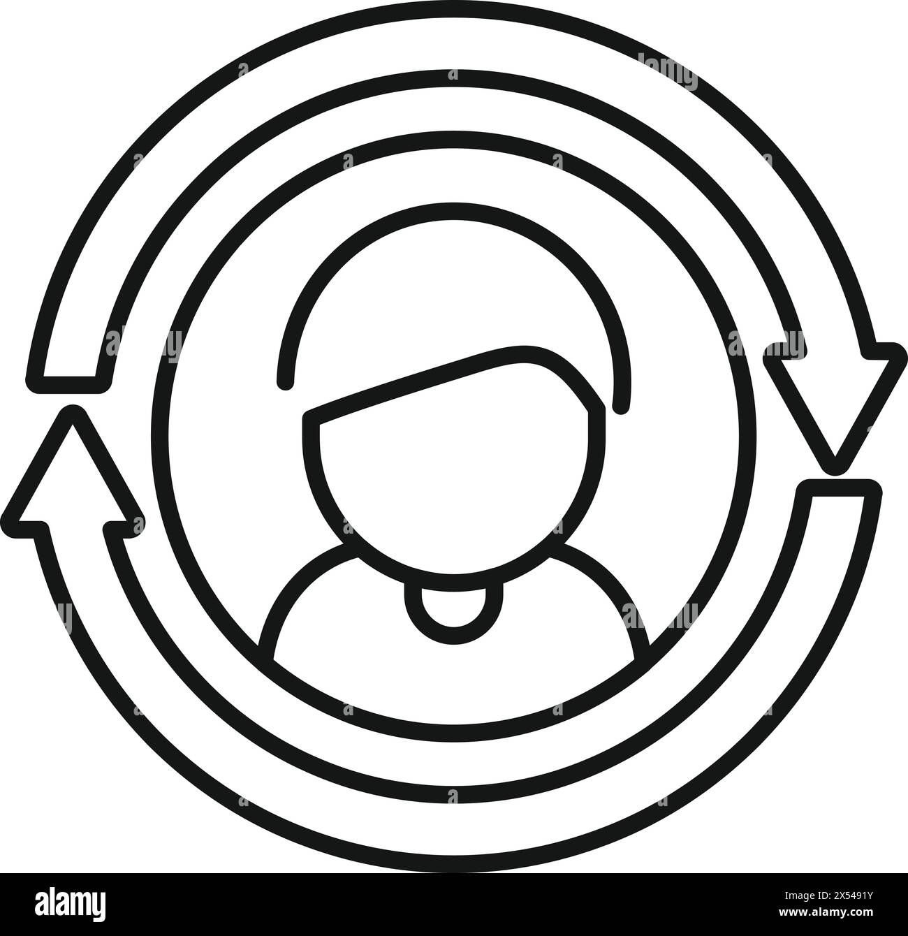 Change worker person icon outline vector. Profile job. Staff transfer ...