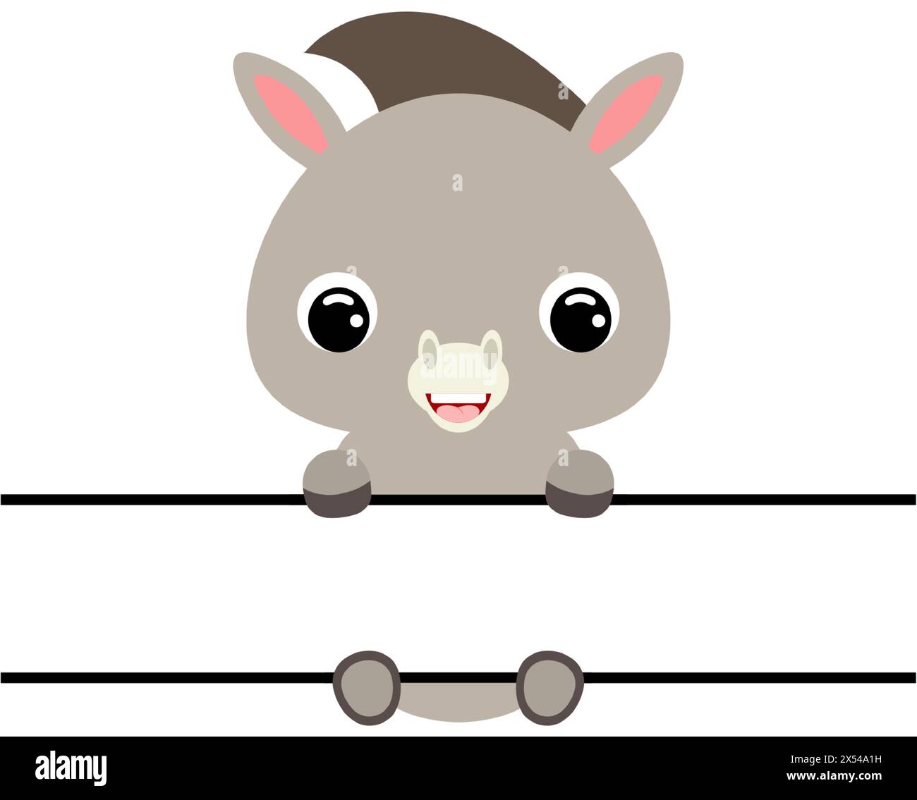 Cute donkey split monogram. Funny cartoon character for shirt ...