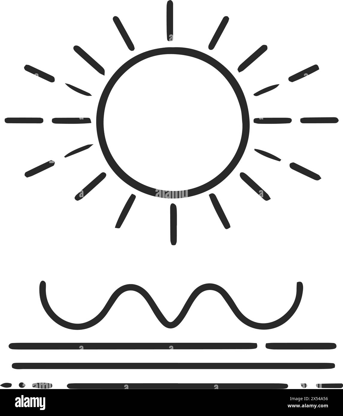 Sun Over Sea Waves Illustration Stock Vector Image & Art - Alamy