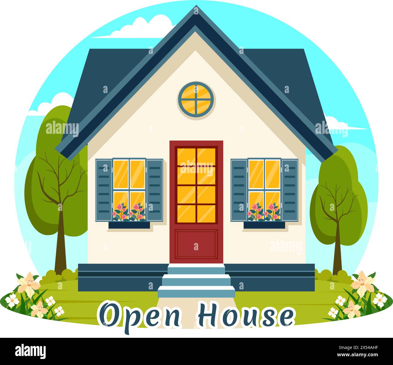 Open House Vector Illustration for Inspection Property Welcome to Your ...